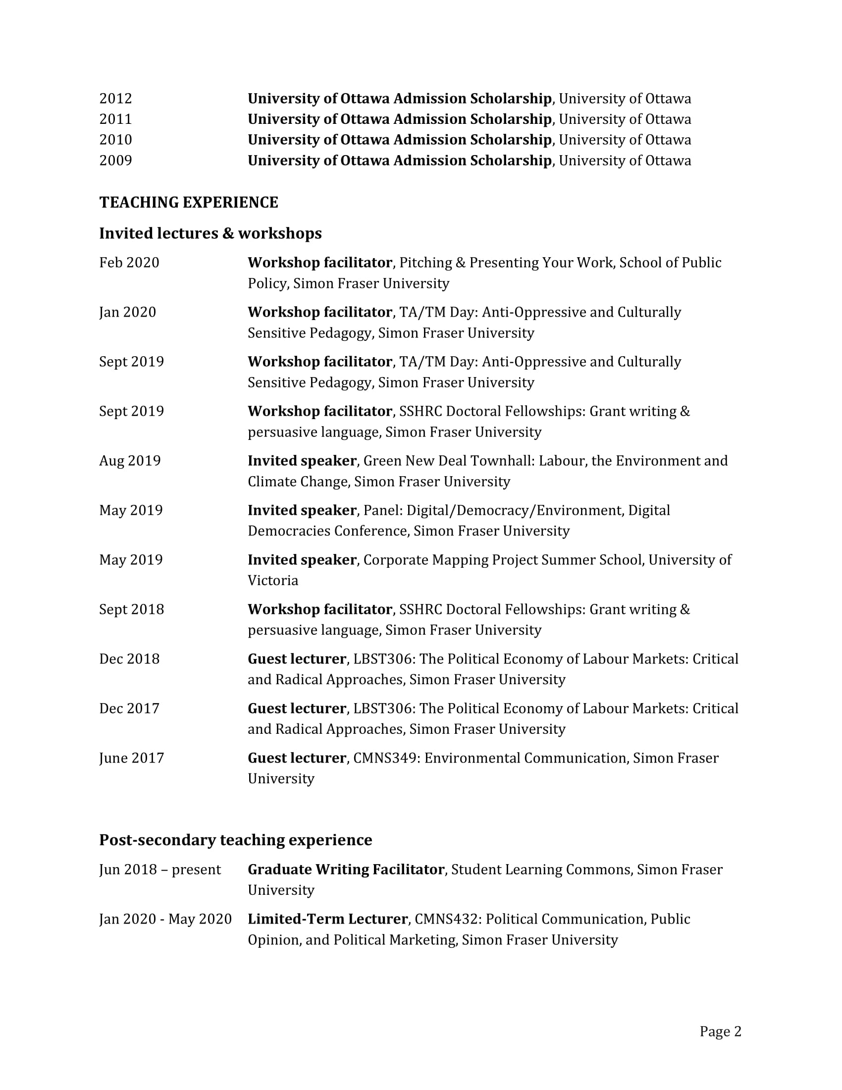 CV – Alicia Massie