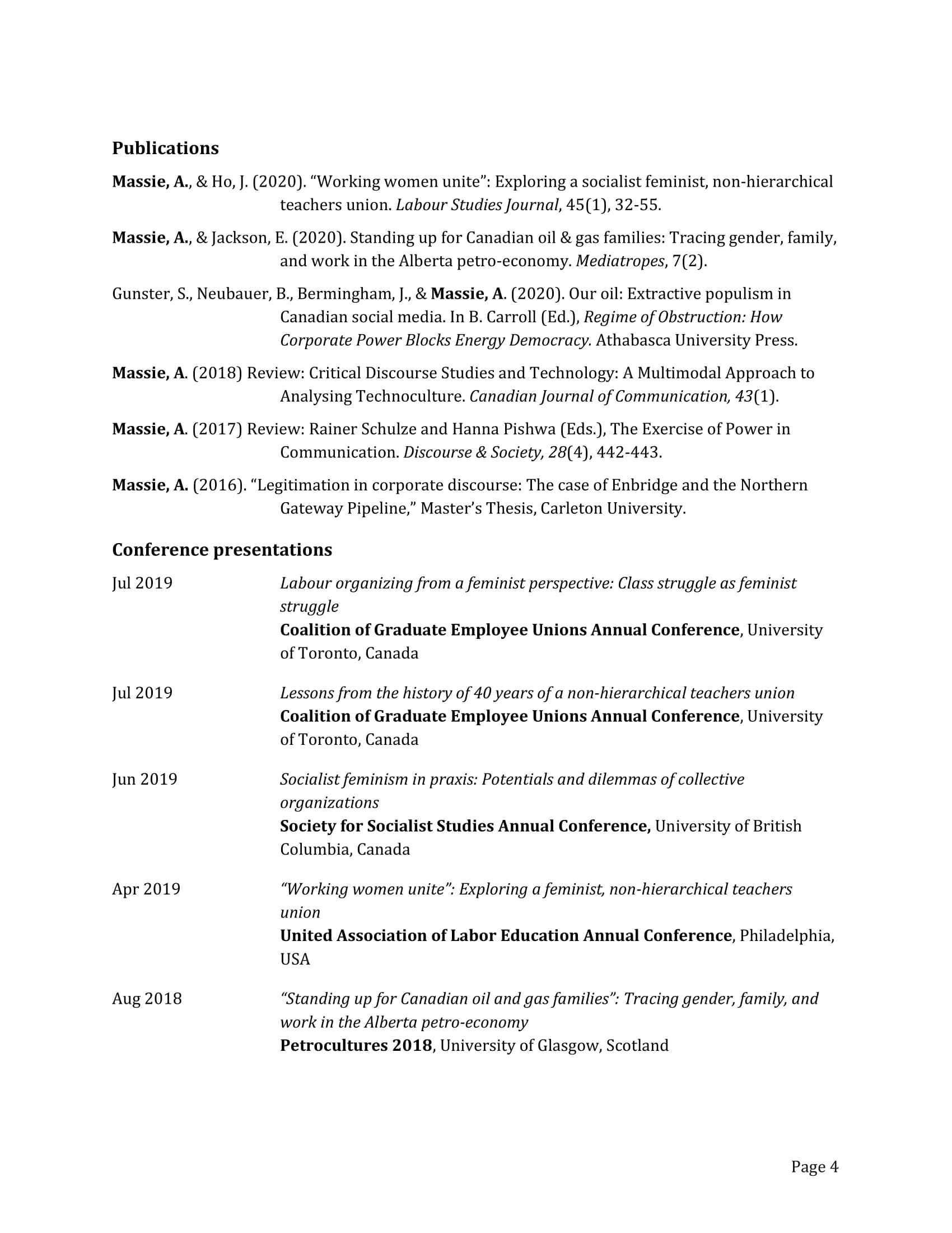 CV – Alicia Massie